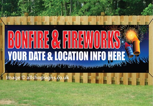 BONFIRE NIGHT FIREWORKS DISPLAY BANNER SIGN waterproof PVC with Eyelets ...