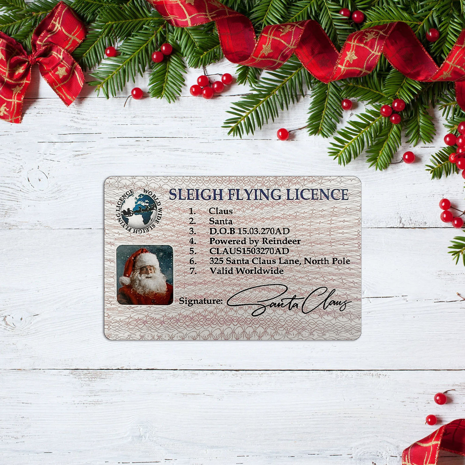 Portable Santa Driver Licence Xmas Realistic Claus Flight License Card ...
