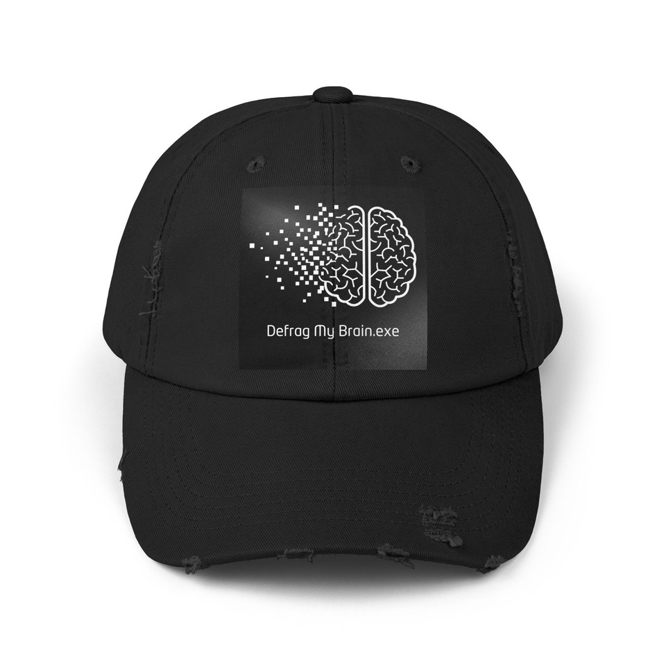 Defrag My Brain Distressed Cap - Unisex Cap, Gift for Tech Lovers, Geek ...