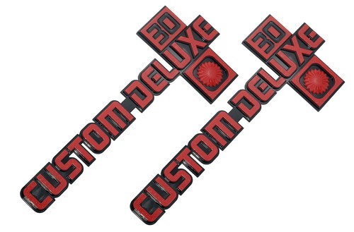 2Pcs Red Custom Deluxe 30 Fender Emblem For 1981-87 Chevy C30 K30 R30 ...