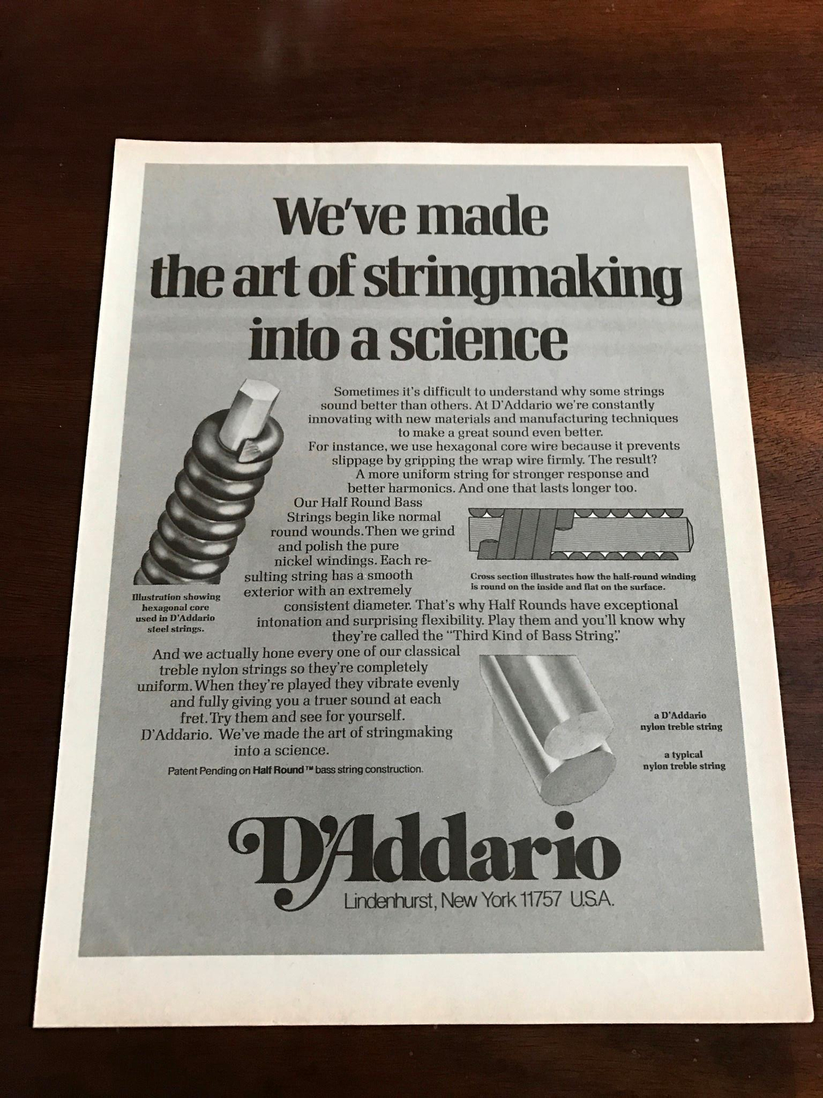 1977 VINTAGE 8X11 PRINT Ad FOR D'ADDARIO ART OF GUITAR STRING MAKING A ...