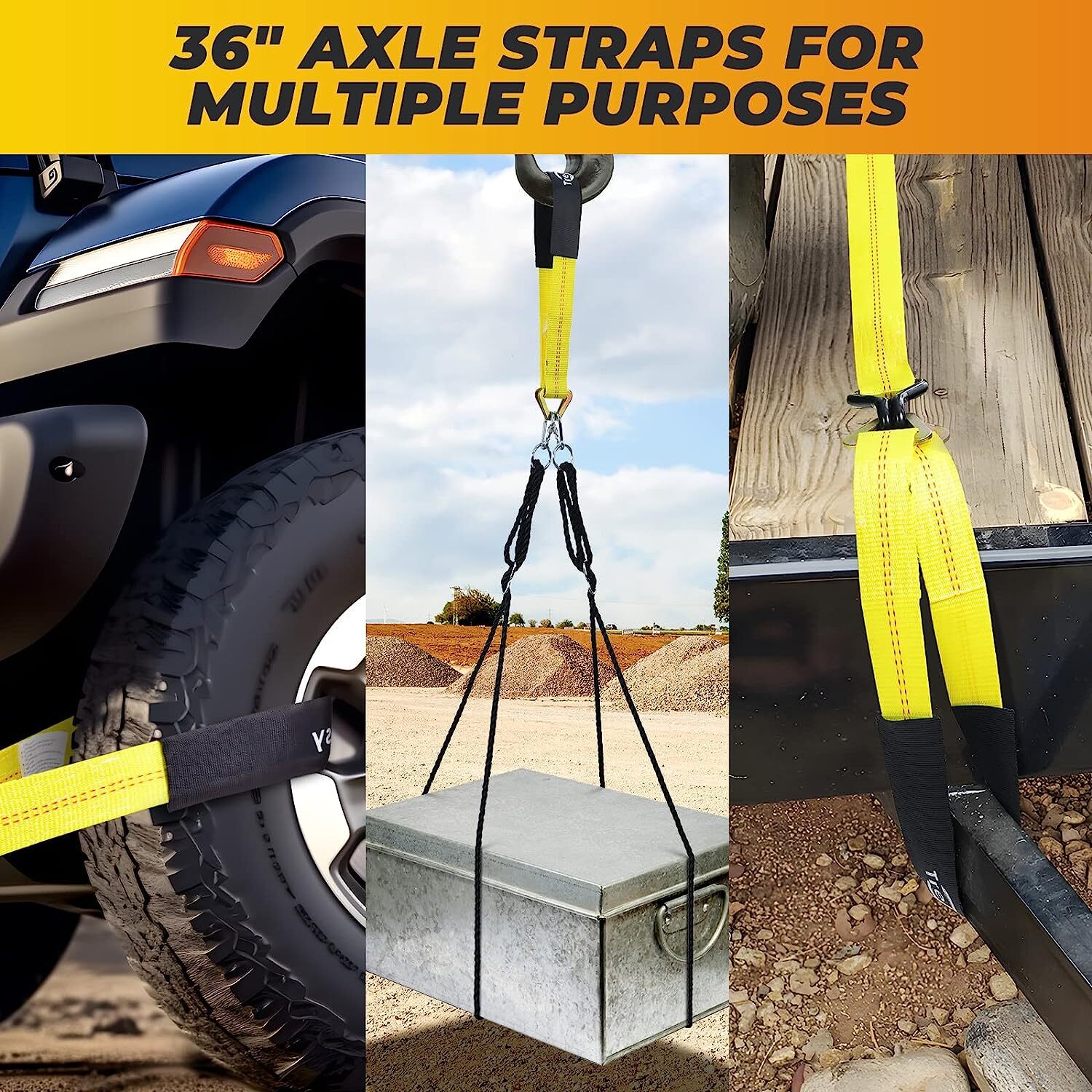 4Pcs 2"x10' Axle Straps Car Hauler Trailer Auto Truck Tie Down Wheel ...