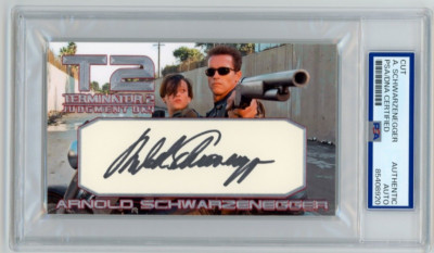 Arnold Schwarzenegger Signed Terminator 2 Custom Cut 3x5 Card PSA DNA ...