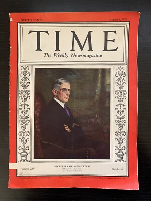 Vintage Time Magazine August 5 1929 Secretary of Agriculture cover | eBay
