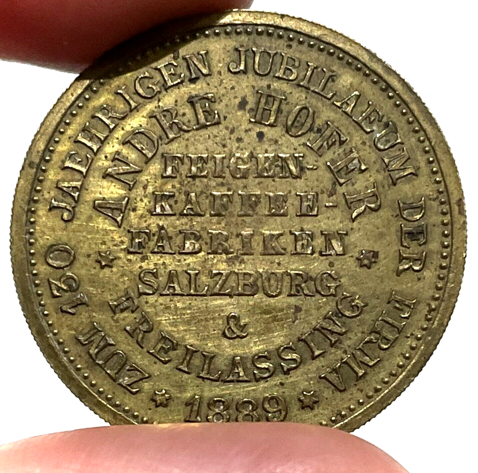 1889 Coffee House of Habsburg Andre Hofer Salzburg Brass 29 MM Merchant ...