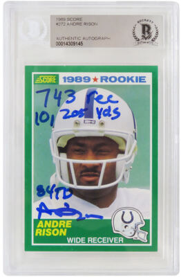 Andre Rison Autographed 1989 Score Rookie Card #272 w/Stats - (Beckett ...