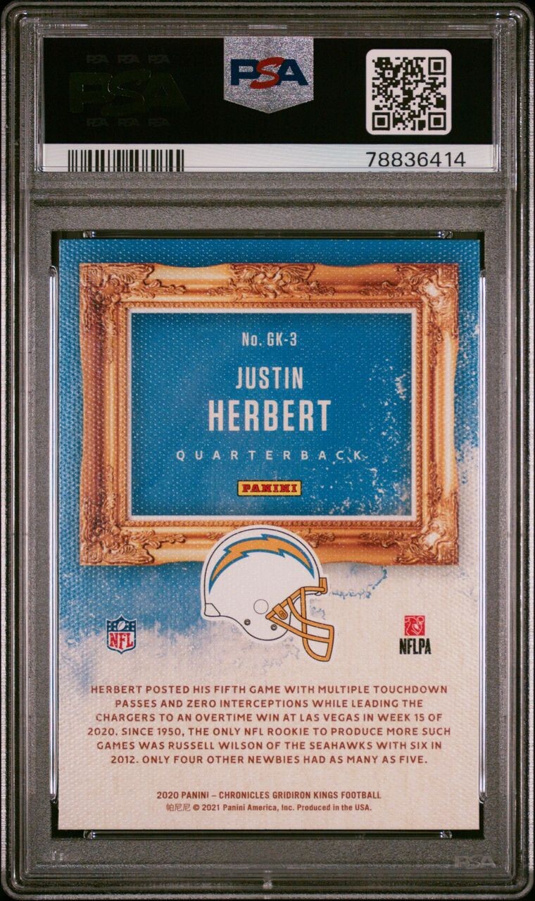 Justin Herbert 2020 Panini Chronicles Gridiron Kings Rookie Card #GK-3 ...