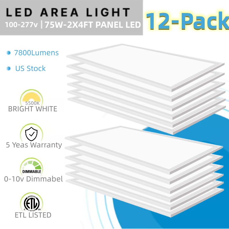2x4 FT LED Flat Panel Lights, 8400 Lumens, Recessed Dimmable Drop ...