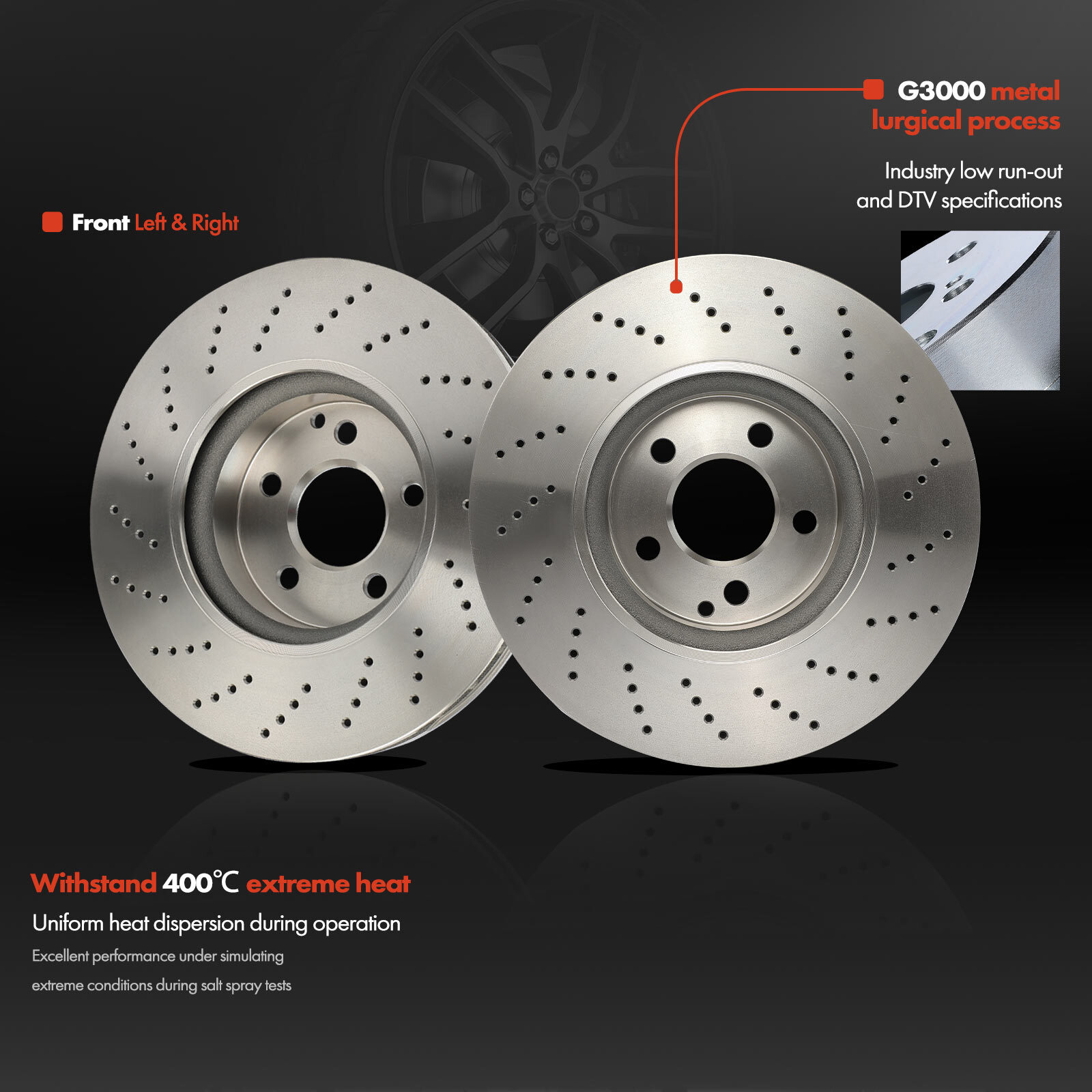 2x Brake Discs Pair Front 322mm for Mercedes-Benz A207 C207 S212 W212 ...