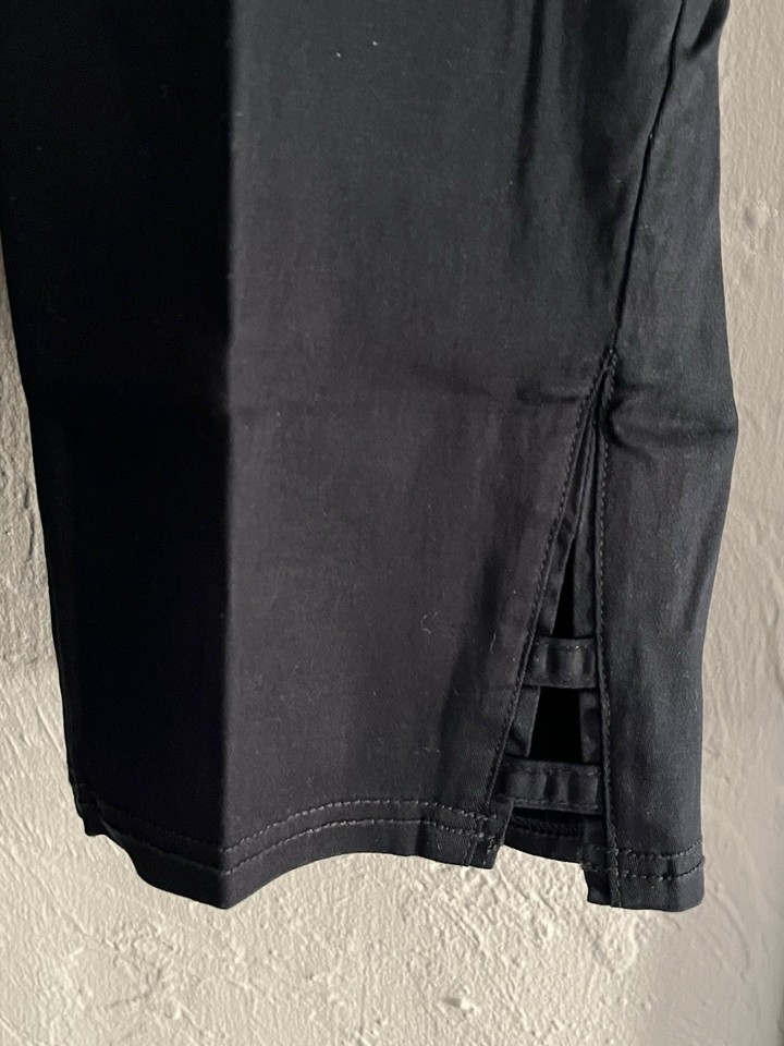 Catherines Plus Essential Flat Front Twill Capri Black Side Inset Pants ...
