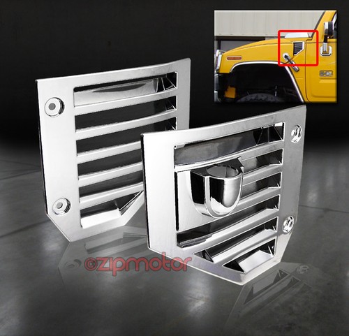 06-09 HUMMER H2 SIDE VENT COVERS CHROME HOOD INTAKE BEZEL MOULDING TRIM ...