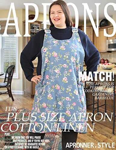 Big Plus Size Aprons for Women with Pockets Cotton Linen Baking Kitchen ...