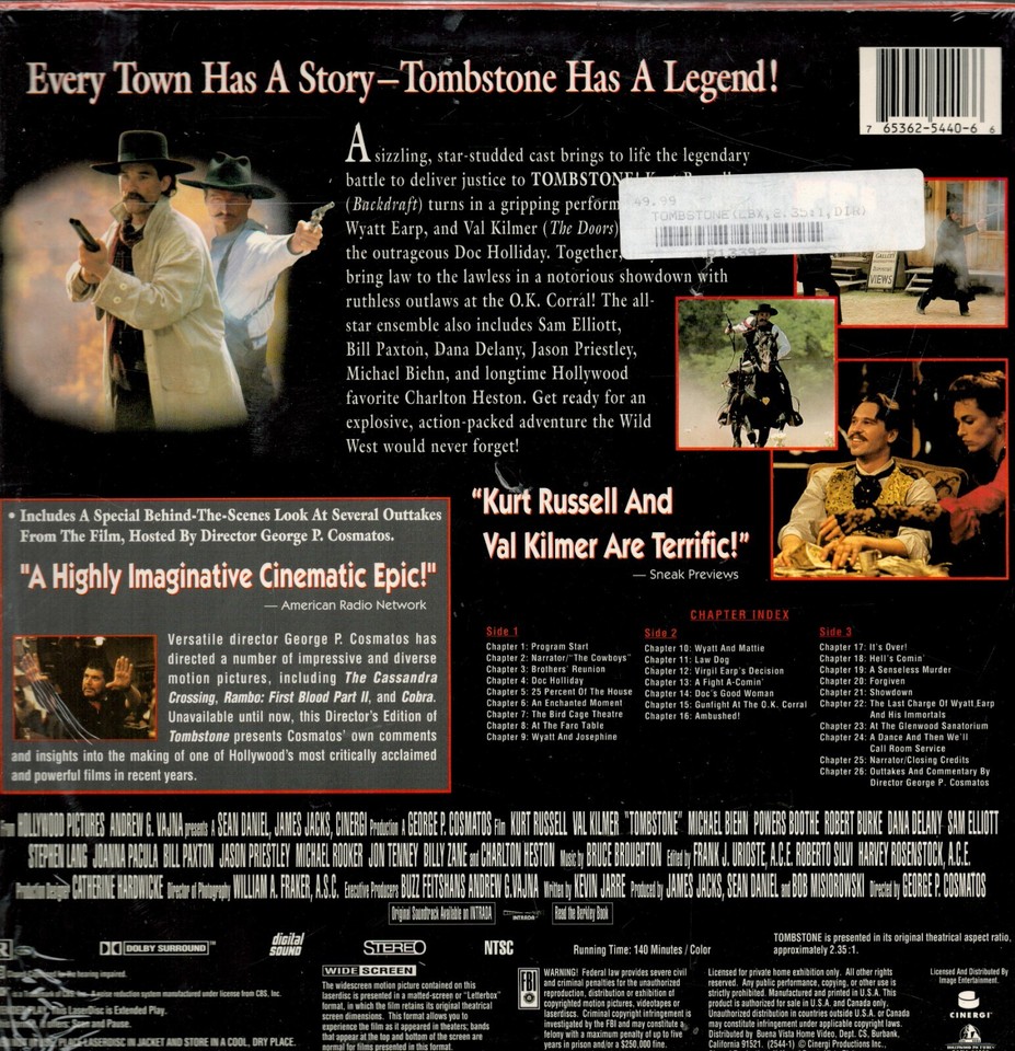 Tombstone (Laserdisc, 1994) 765362544066 | eBay