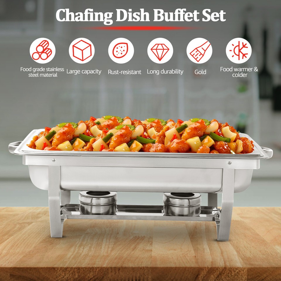 9 Qt 4 Pack Stainless Steel Chafing Dish Set Catering Chafer Food ...