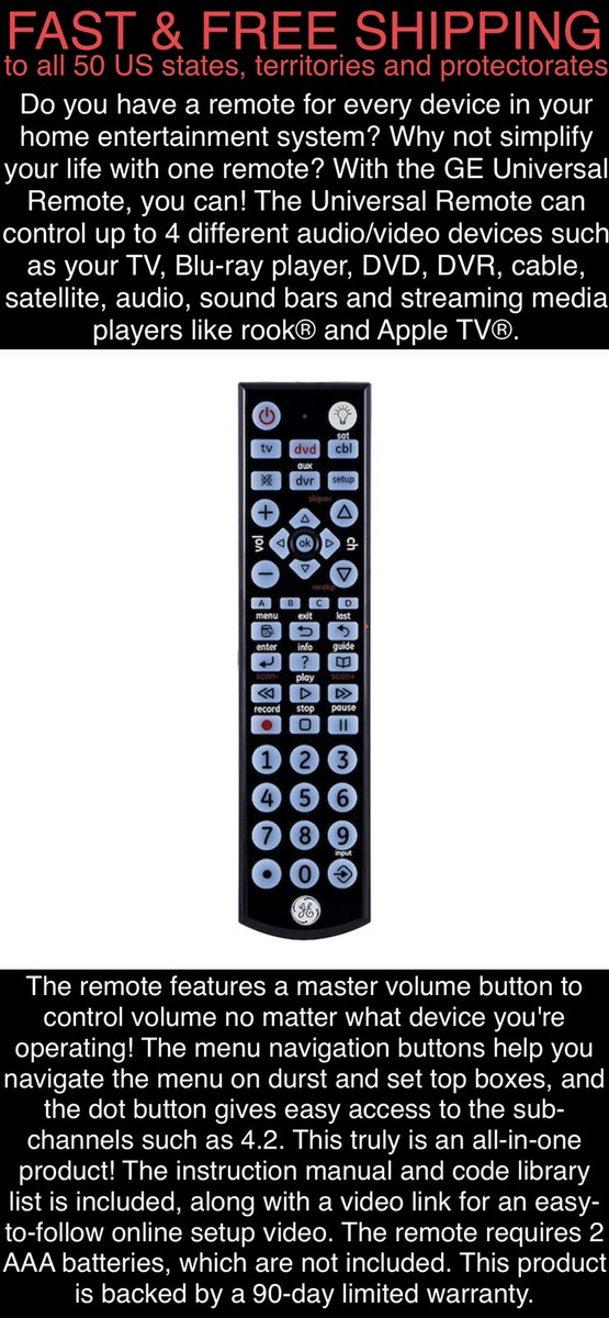 Ge Universal Remote Programming Guide Universal Remote Manuals