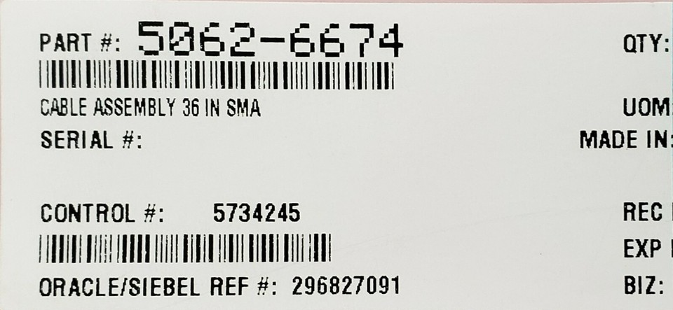 HP/Agilent 5062-6674 Semi-Flex SMA Male to SMA Male Cable 3FT | eBay