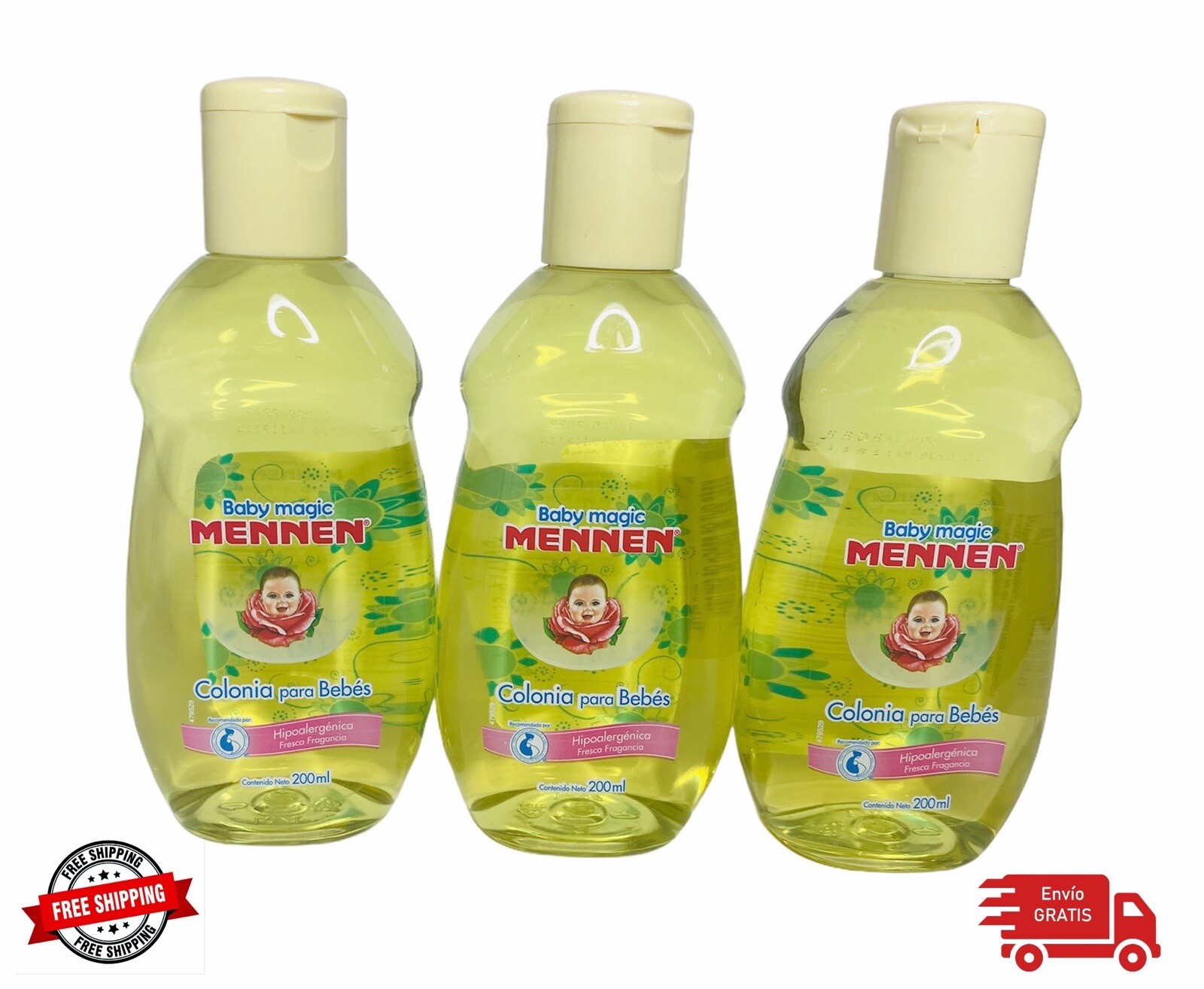 3 COLONIA MENNEN Fresh Fragrance Baby Magic Cologne Para Bebes 200 mL ...