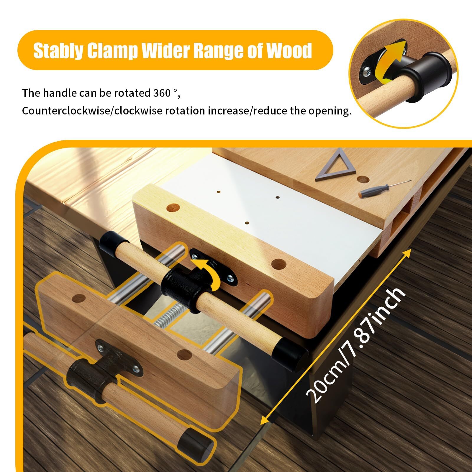 Woodworking Bench Vise Hard Wood Vise For Workbench With 4 Bench Dogs ...