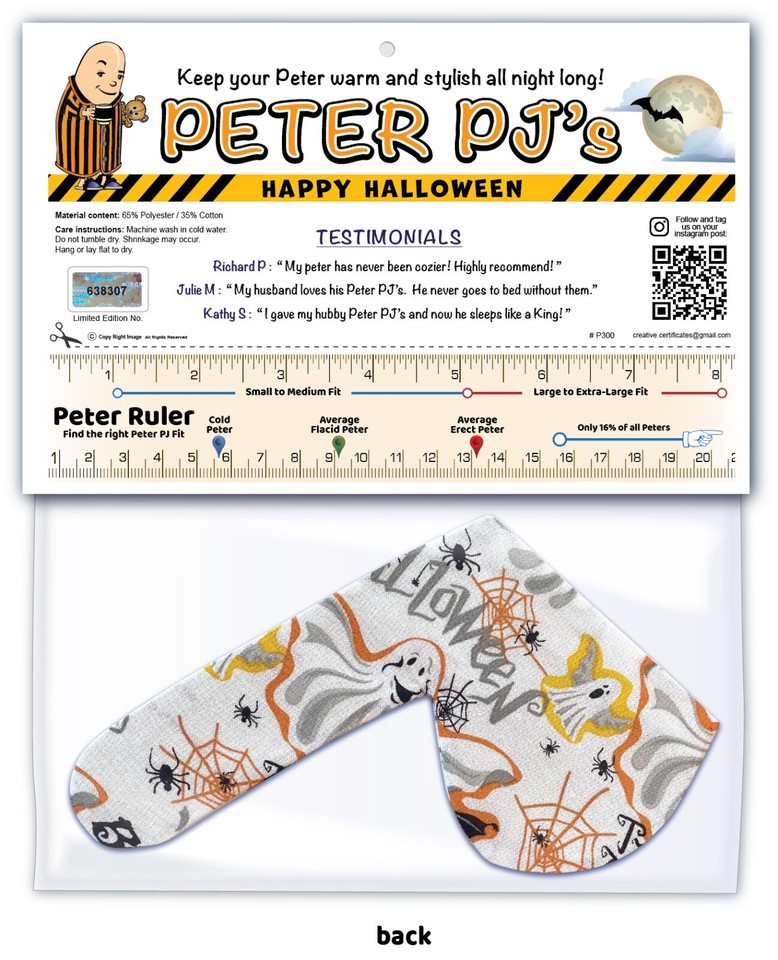 Halloween Ghost Bat Peter PJ's Willy Warmer - WEINER SOCK Gag Gift ...