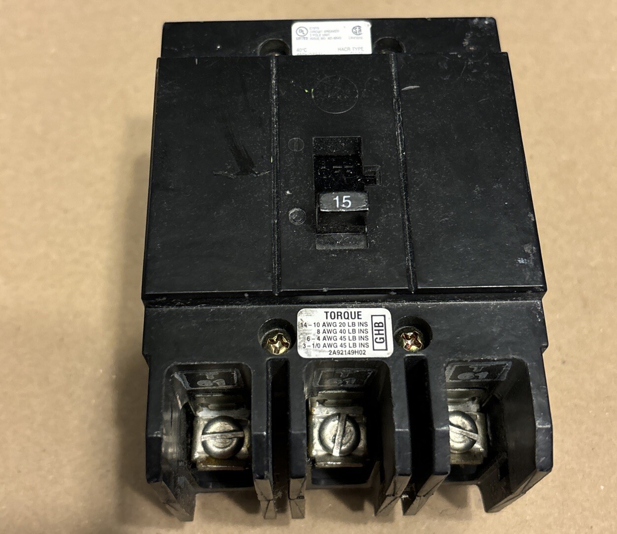 Eaton - GHB3015, 3 Pole, 15A, 480/277V, 14KA Breaker | eBay