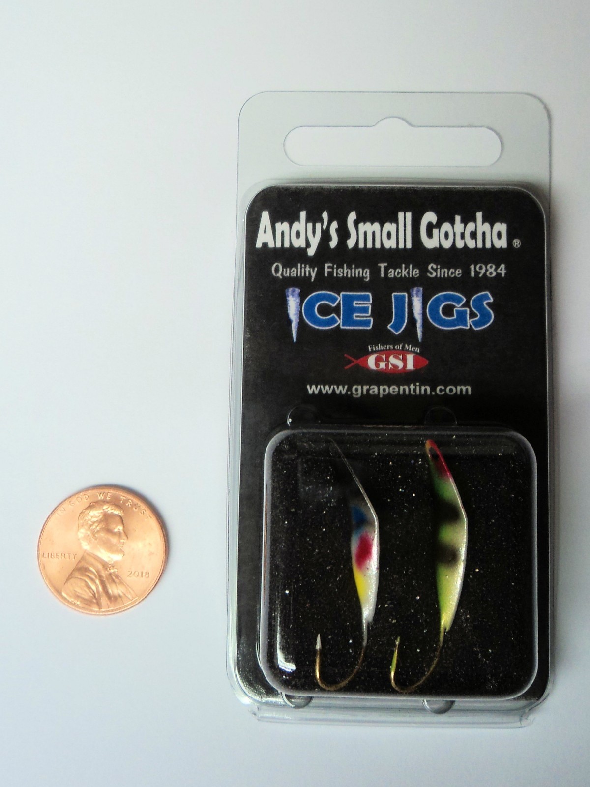 Andy's Small Gotcha Ice Jigs, TWO Packs (2 per pk), #2 Willow, #8 Hook ...