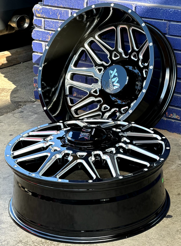24'' Xtreme Mudder XM 900 Black Milled Dually Wheels 8X165 GMC RAM 3500 ...