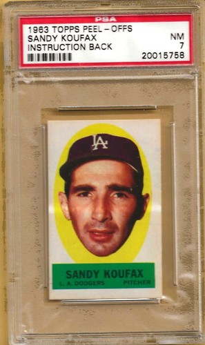 SANDY KOUFAX 1963 TOPPS peel off INSTRUCTION BACK PSA 7 | eBay