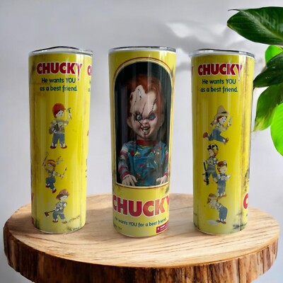 Chucky 20oz Tumbler Cup Stainless Steel With Straw And Lid Double ...