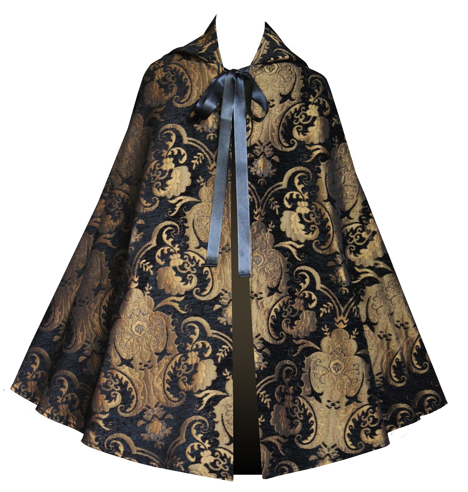 Victorian Gothic Renaissance Steampunk Pirate Brocade Hooded Cape Cloak ...