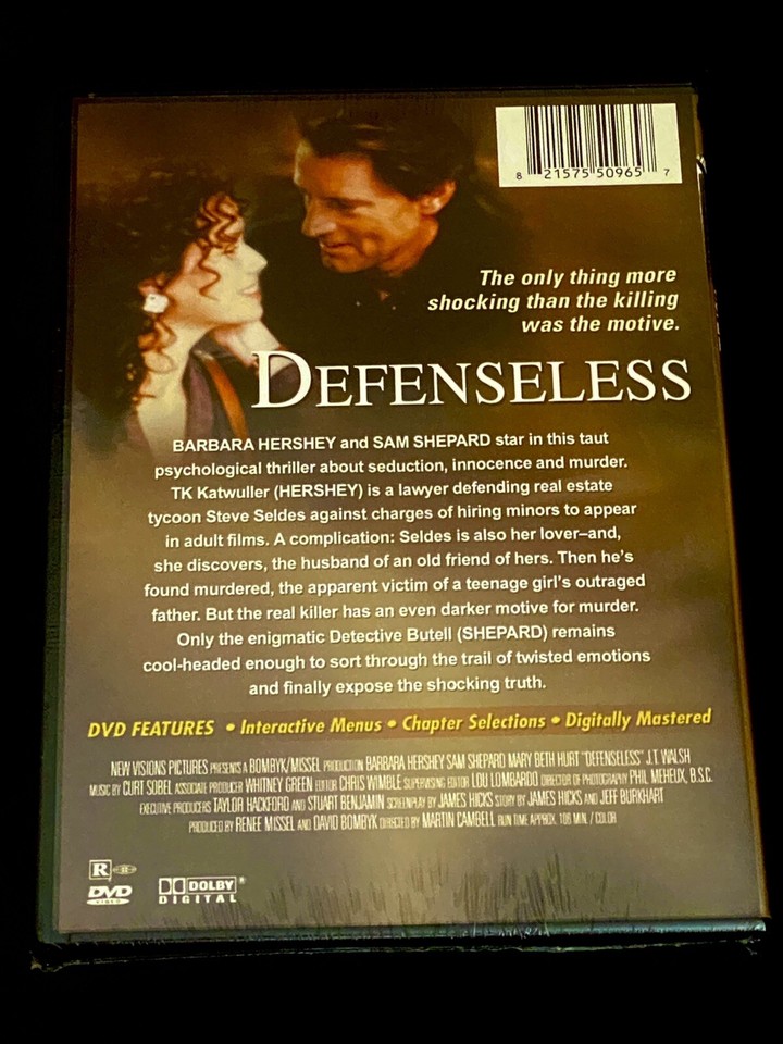 Defenseless (DVD, Platinum Disc Corporation, 1991 Barbara Hershey ...