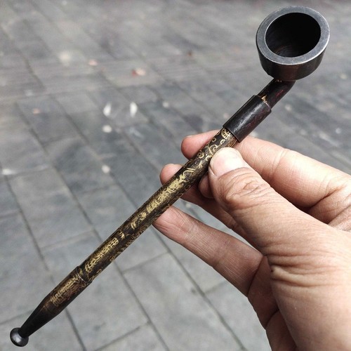 Copper Antique Gold Smoking Pipe Handmade Tensioner Retractable Smoking ...