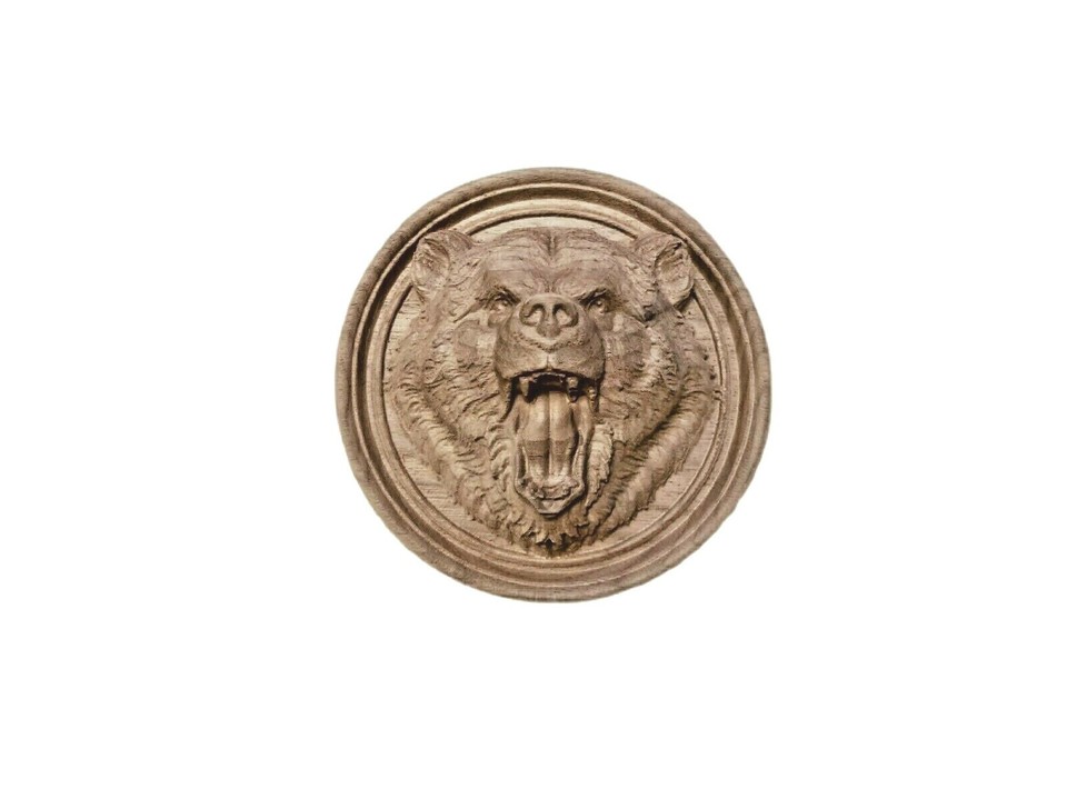 Solid Hardwood Bear Head in Round Frame | eBay