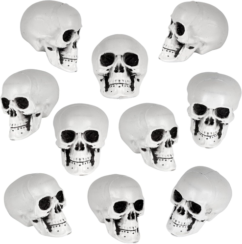 10 PCS Halloween Mini Skulls Heads Skull Decor, Plastic Skull Day of ...