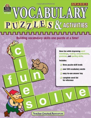 VOCABULARY PUZZLES & ACTIVITIES, GRADE 3 By Teacher Created Resources ...