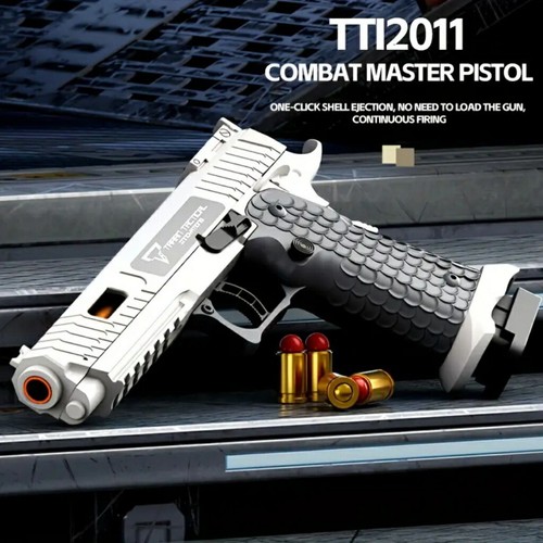 Plastic/Soft Bullet Toy Gun -Pull Back/Continuous Firing Action W/Shell ...