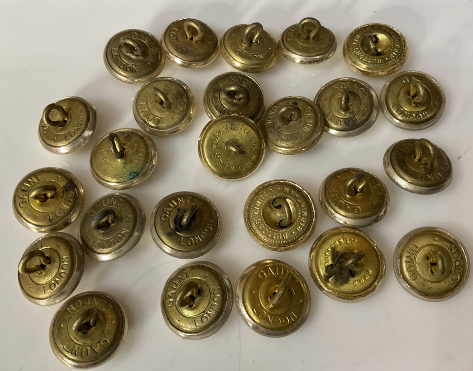 VINTAGE 25 X ERII SCOTS GUARDS 16mm STAYBRITE GOLD MILITARY ARMY ...
