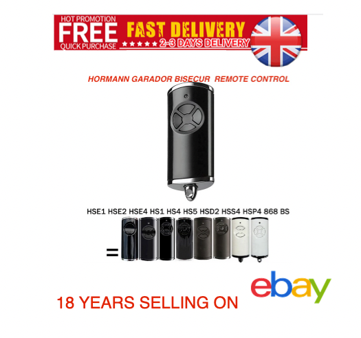 HORMANN GARAGE DOOR OPENER REMOTE CONTROL 868MHz BISECUR KEY ...