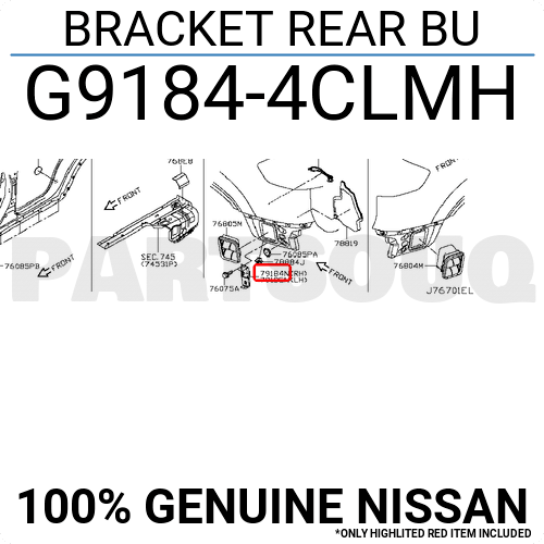 G91844CLMH Genuine Nissan BRACKET REAR BU G9184-4CLMH | eBay