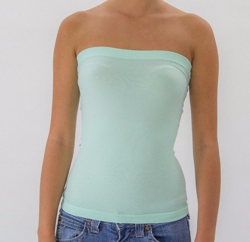 Women's Seamless Bandeau Strapless Tube Top Basic Layering Ribbed ...