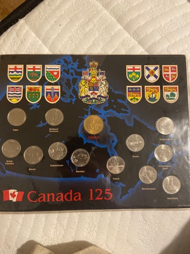 Canadian Coin Set 125 Years Sealed 25 Cent coins Provinces and 1 Dollar ...