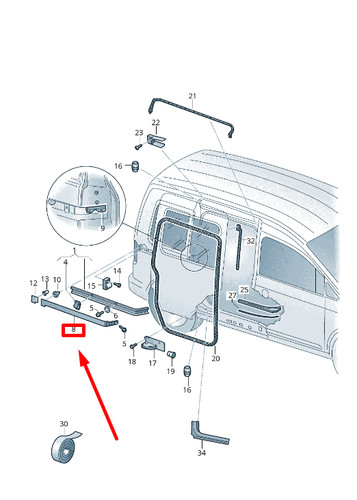 NEW VW CADDY MK3 RIGHT SLIDING DOOR RAIL COVER 2K0843796B ORIGINAL 2K0 ...