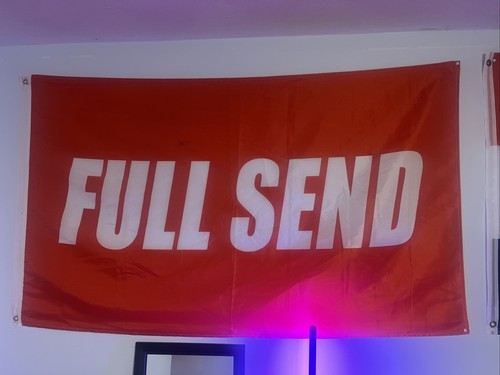 Red and White Full Send Flag/ Autographed By Kyle Forgeard (Nelk Boys ...