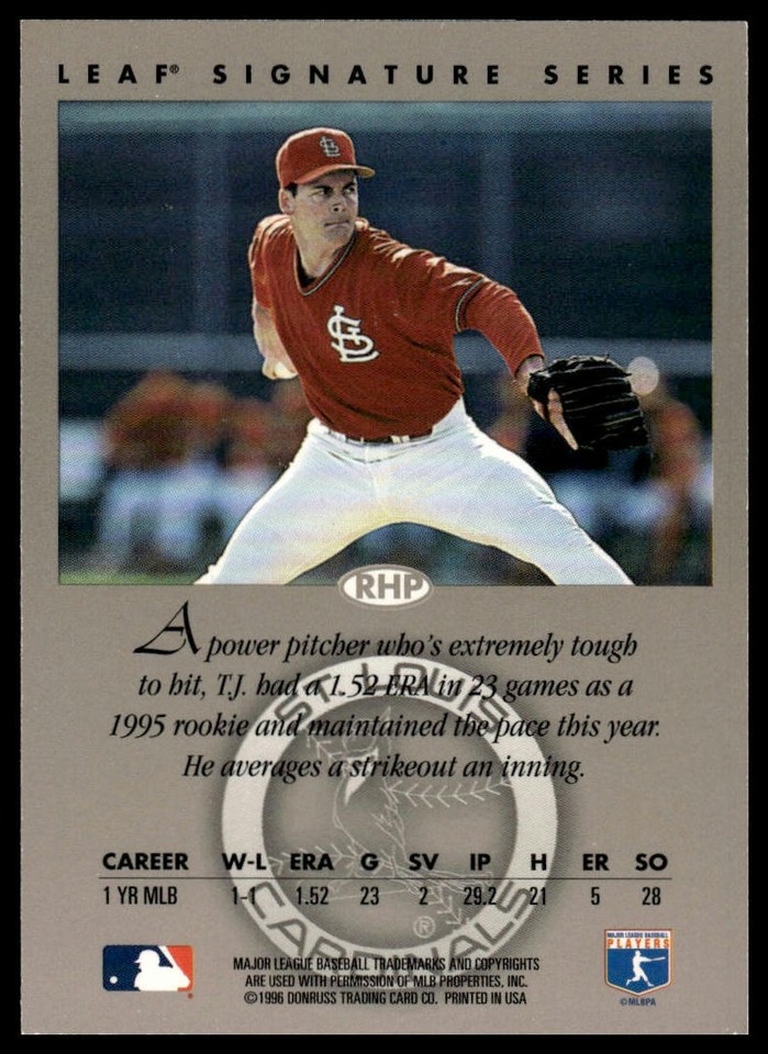 1996 Leaf Signature Series #NNO T.J. Mathews Autographs Gold | eBay