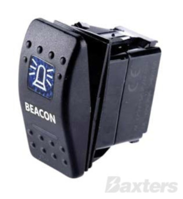 Switch Rocker 12V 20A 24V 10A OFF/ON Beacon Symbol Blue Illumination | eBay
