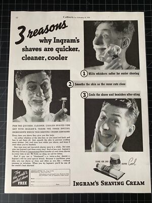 Vintage 1936 Ingram’s Shaving Cream Print Ad | eBay