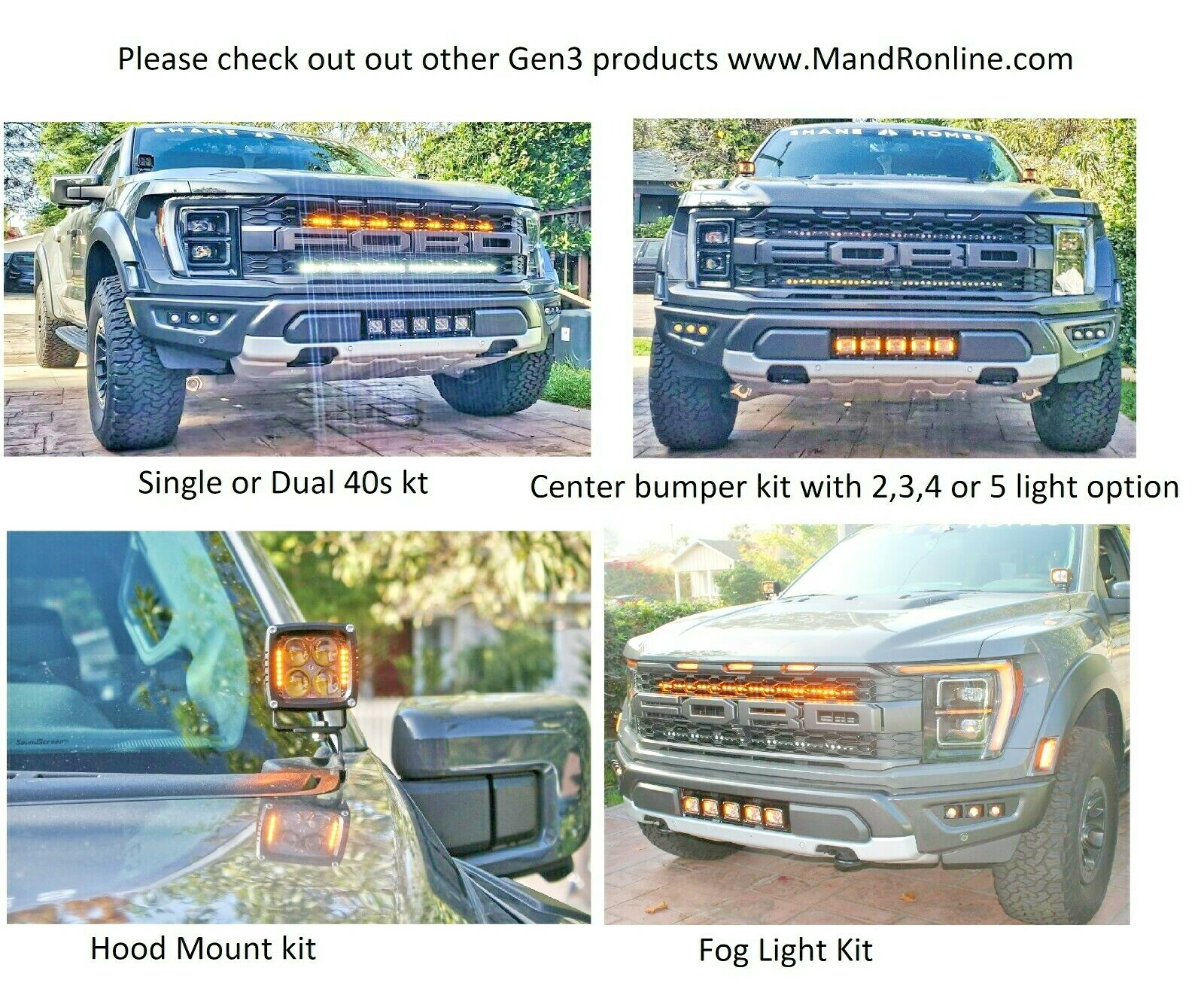 2021 GEN3 FORD RAPTOR LED M&R FOG LIGHT KIT 120w WHITE and AMBER DRL | eBay