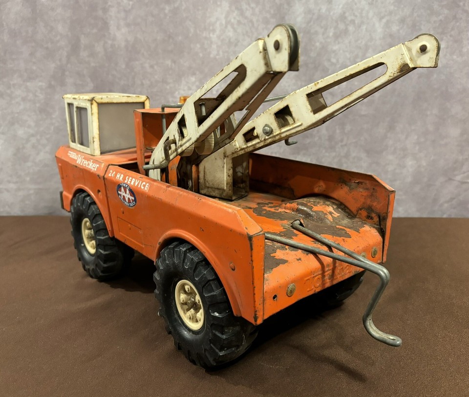 Mighty Tonka Wrecker Double Boom 24-HR Service AA Orange Tow Truck ...
