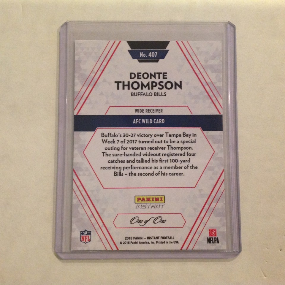 Deonte Thompson #407 Bills Florida Gators 1/1 Made 2017 Panini Instant ...