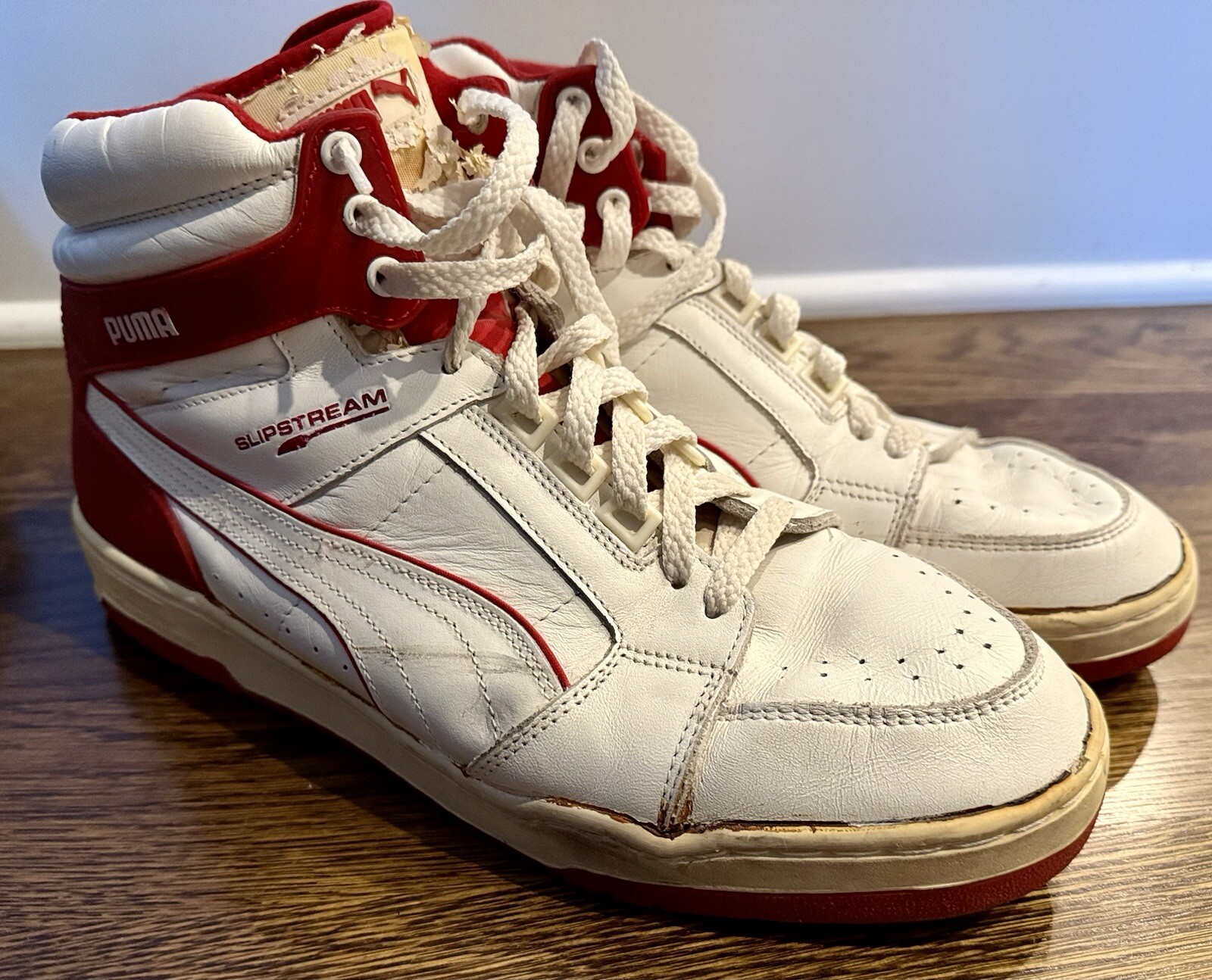 Original 1987 Vintage Puma Slipstream High Red/White - Gem
