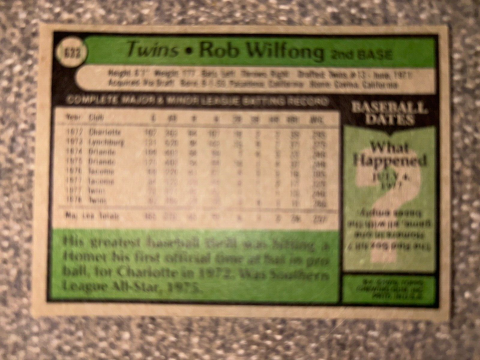 1979 Topps #633 Twins Rob Wilfong Baseball Card | eBay